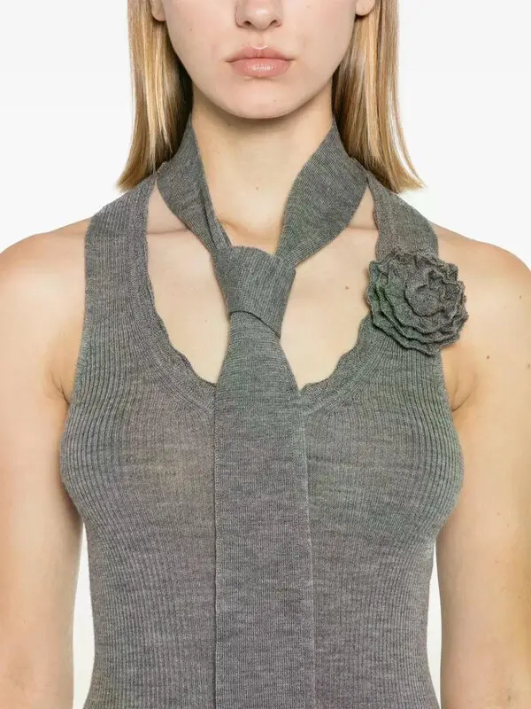 Blumarine Knitted Tank Top With Floral Appliqu