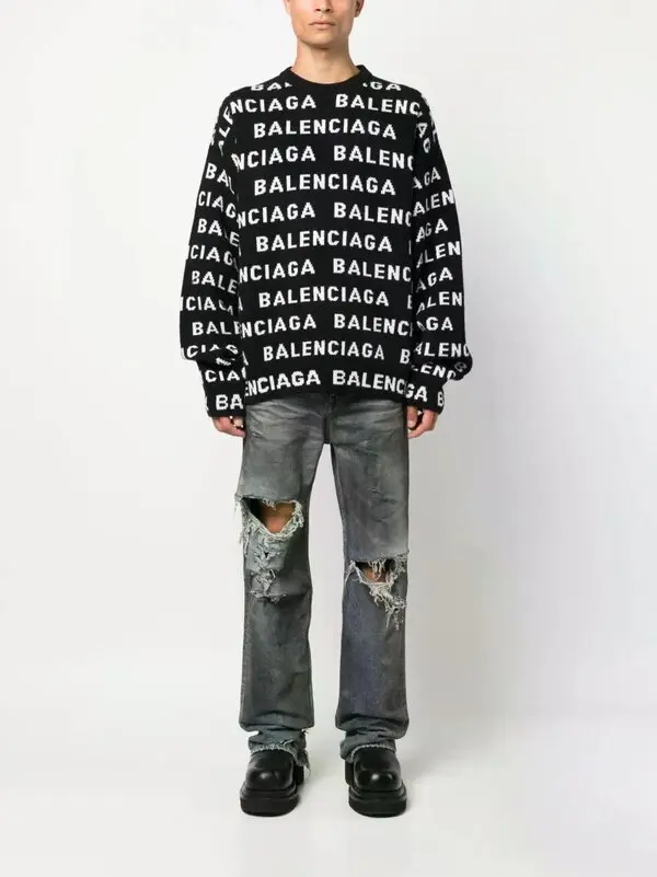 Balenciaga Intarsia-knit Logo Jumper
