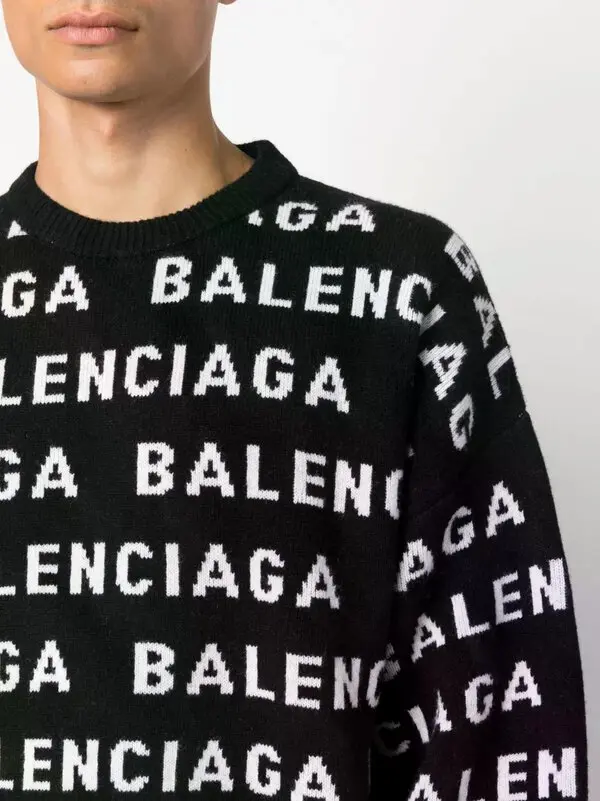Balenciaga Intarsia-knit Logo Jumper