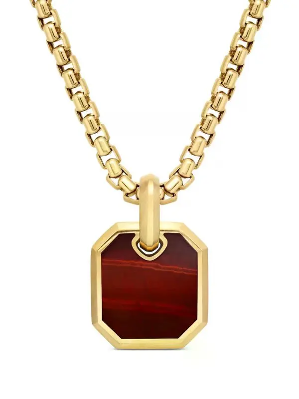David Yurman 18kt Yellow Gold Roman Tiger Eye Amulet - Red
