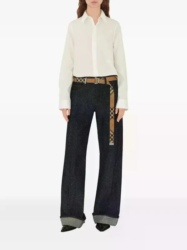 Burberry Checked Webbing Belt With Palladium-plated B Buckle