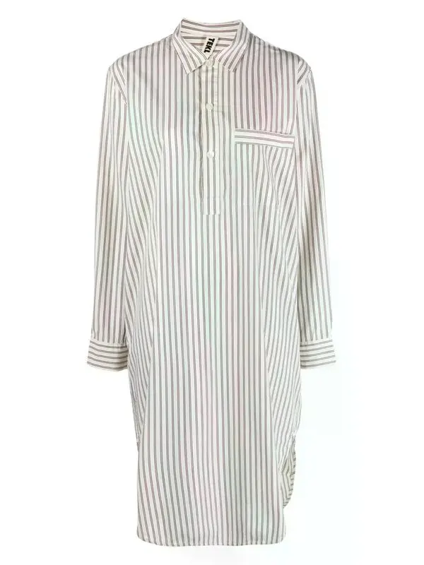TEKLA Striped Organic-cotton Nightshirt - Neutrals