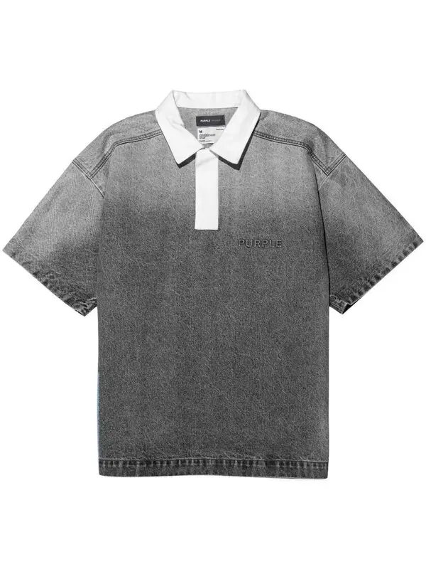 PURPLE BRAND Logo-embossed Cotton Polo Shirt - Grey