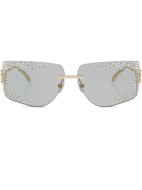 JIMMY CHOO Crystal-embellished Rimless Sunglasses - Silver