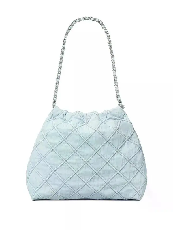 Tory Burch Fleming Quilted Denim Shoulder Bag