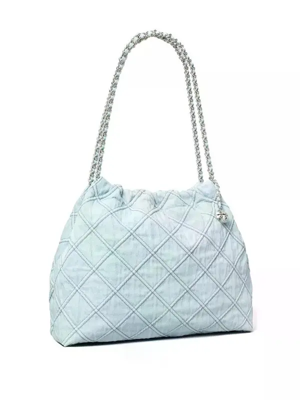 Tory Burch Fleming Quilted Denim Shoulder Bag