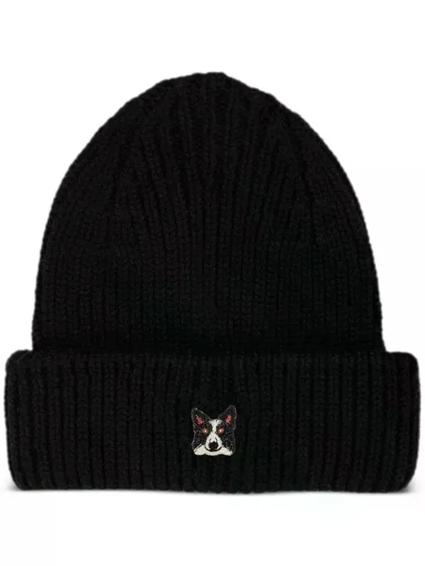 PELO FOUNDATION Border Collie Patch Beanie - Black
