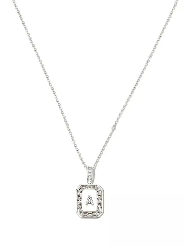 Shay 18k White Gold A-initial Diamond Necklace - Silver