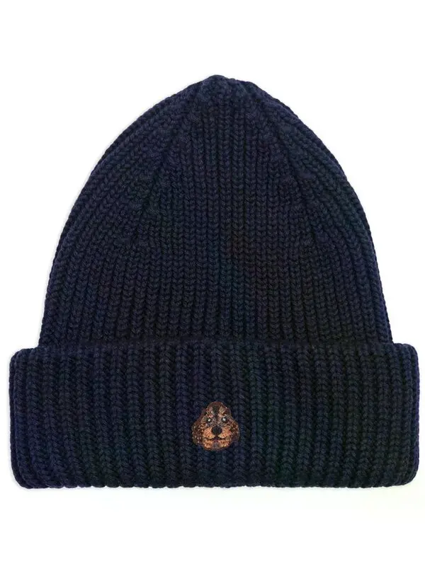 PELO FOUNDATION Dog-appliqué Beanie - Blue