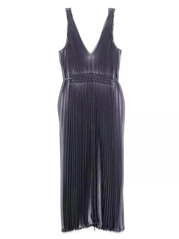 Vince Pleated Satin Midi Dress