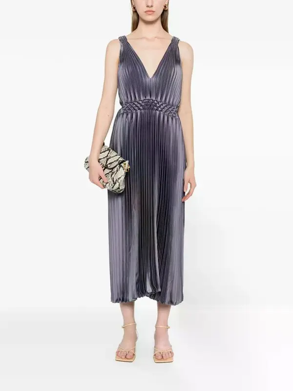 Vince Pleated Satin Midi Dress