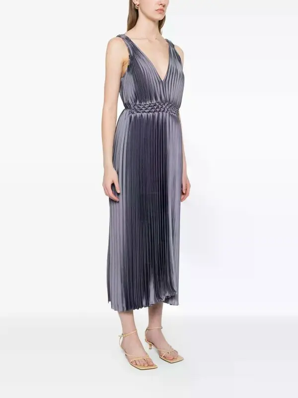 Vince Pleated Satin Midi Dress