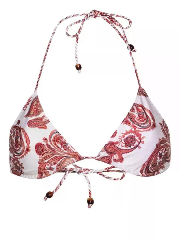 Faithfull The Brand Delle Paisley Bikini Top - Red