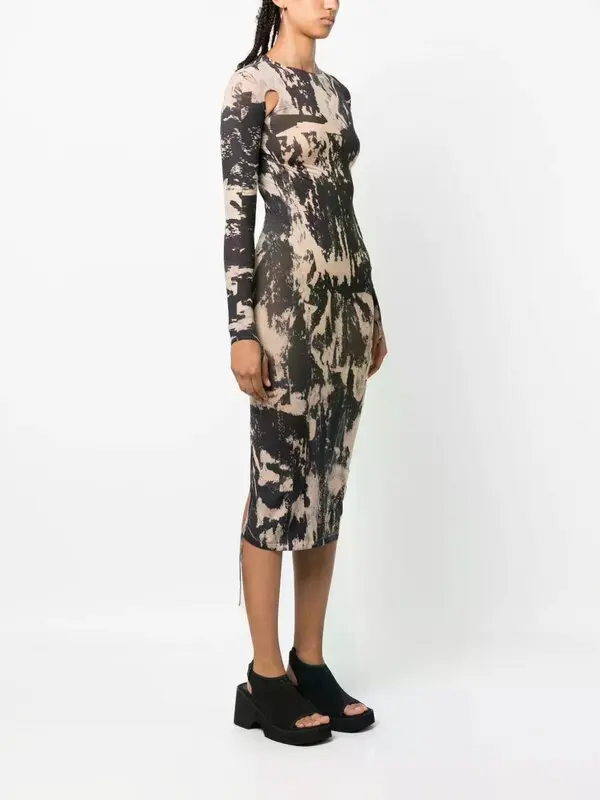 ANDREĀDAMO Painterly-print Cut-out Midi Dress