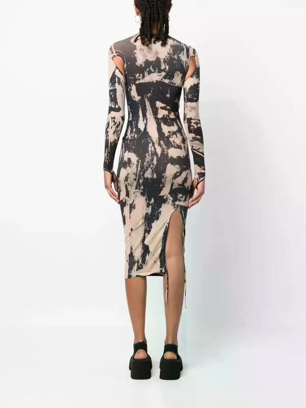 ANDREĀDAMO Painterly-print Cut-out Midi Dress