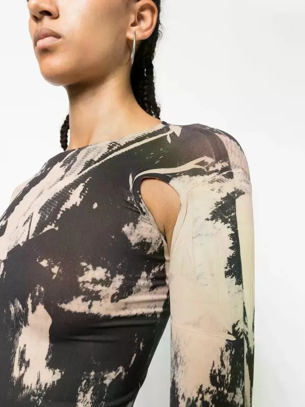 ANDREĀDAMO Painterly-print Cut-out Midi Dress