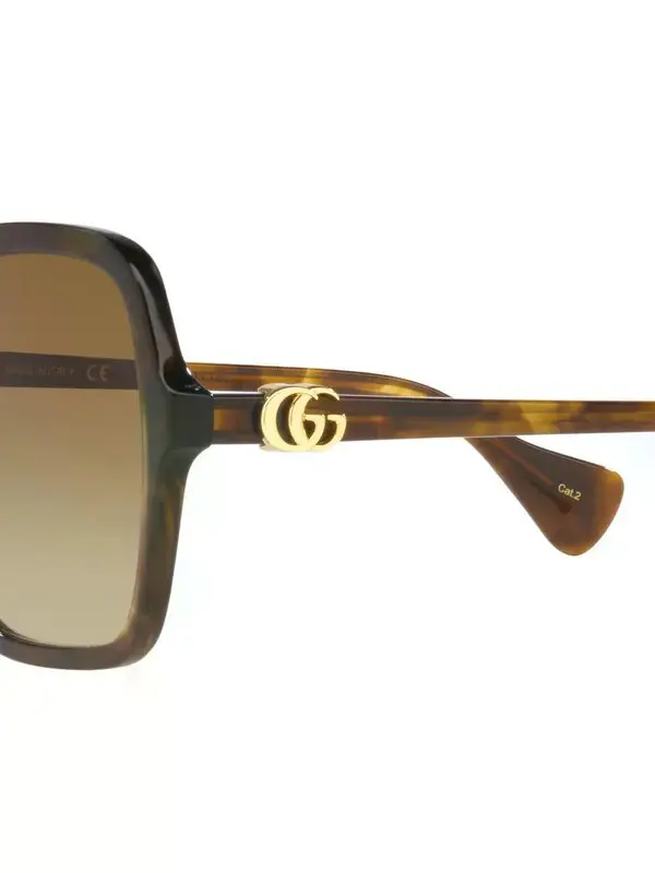 Gucci Square Frame Tortoiseshell Effect Sunglasses