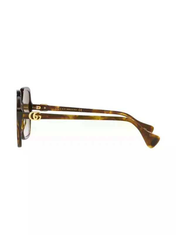 Gucci Square Frame Tortoiseshell Effect Sunglasses