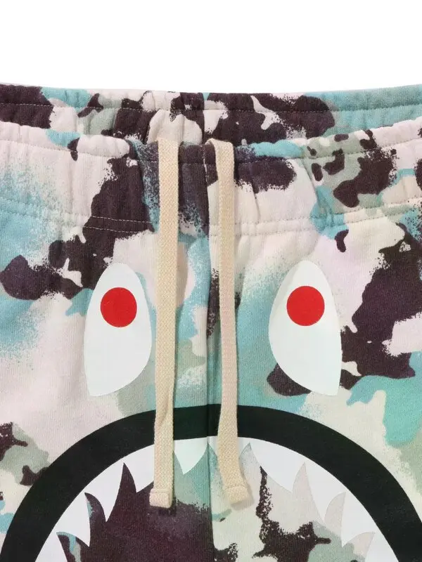 A BATHING APE Shark-graphic Camouflage Shorts