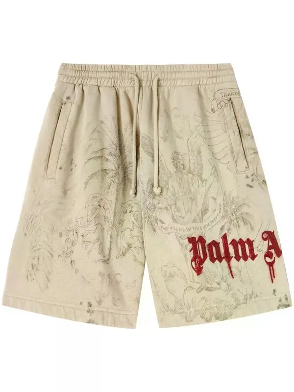Palm Angels Graphic-print Cotton Shorts