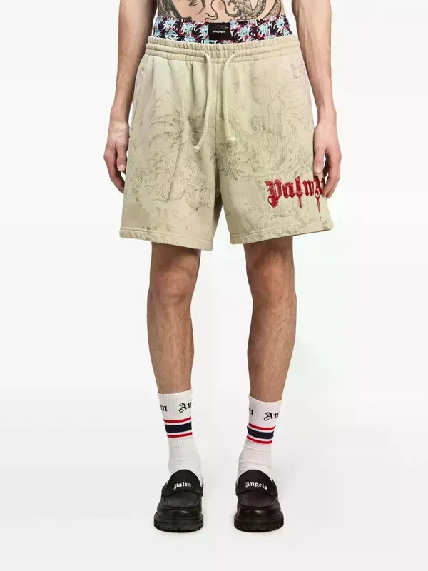 Palm Angels Graphic-print Cotton Shorts