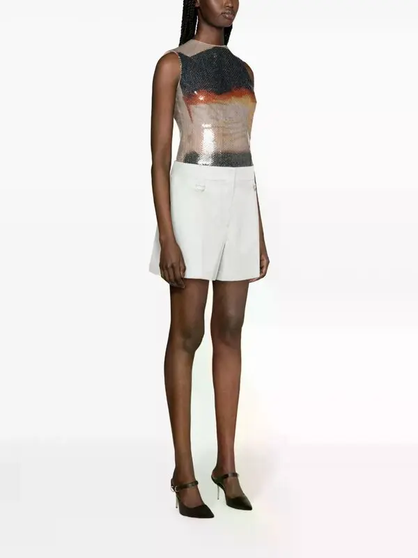 Off-White High-waisted Cotton Shorts With Belt Loops