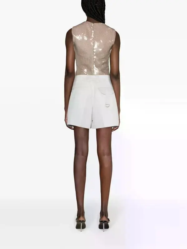 Off-White High-waisted Cotton Shorts With Belt Loops