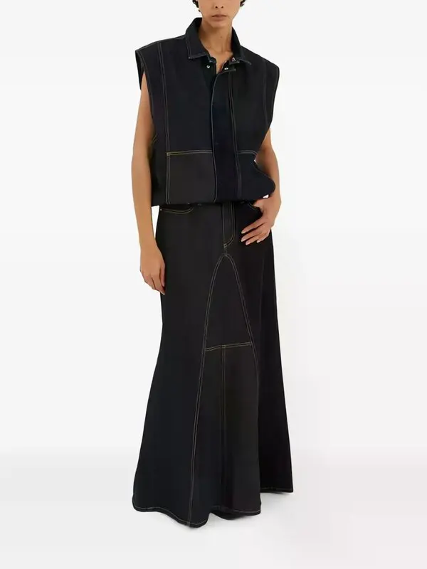 1989 STUDIO Maxi Denim Skirt With Contrast Stitching