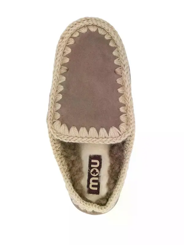 Mou Sheepskin Suede Slippers With Flatform Sole