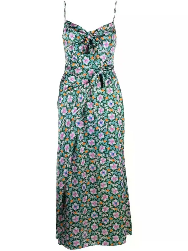 Saloni Floral-print Silk Midi Dress