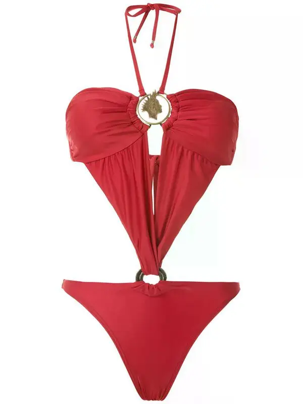 AMIR SLAMA Cut Out Halterneck One-piece Swimsuit - Red