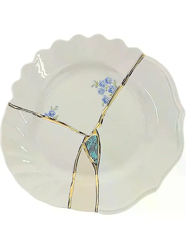 SELETTI Crack Detail Plate - White