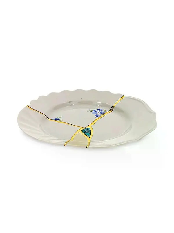 SELETTI Crack Detail Plate - White