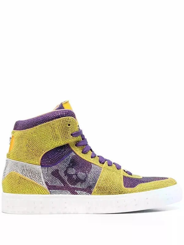 Philipp Plein Embellished Skull High-top Sneakers - Yellow