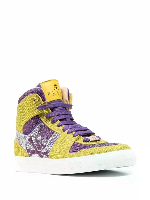 Philipp Plein Embellished Skull High-top Sneakers - Yellow