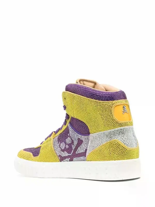 Philipp Plein Embellished Skull High-top Sneakers - Yellow
