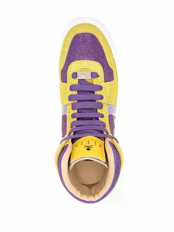 Philipp Plein Embellished Skull High-top Sneakers - Yellow