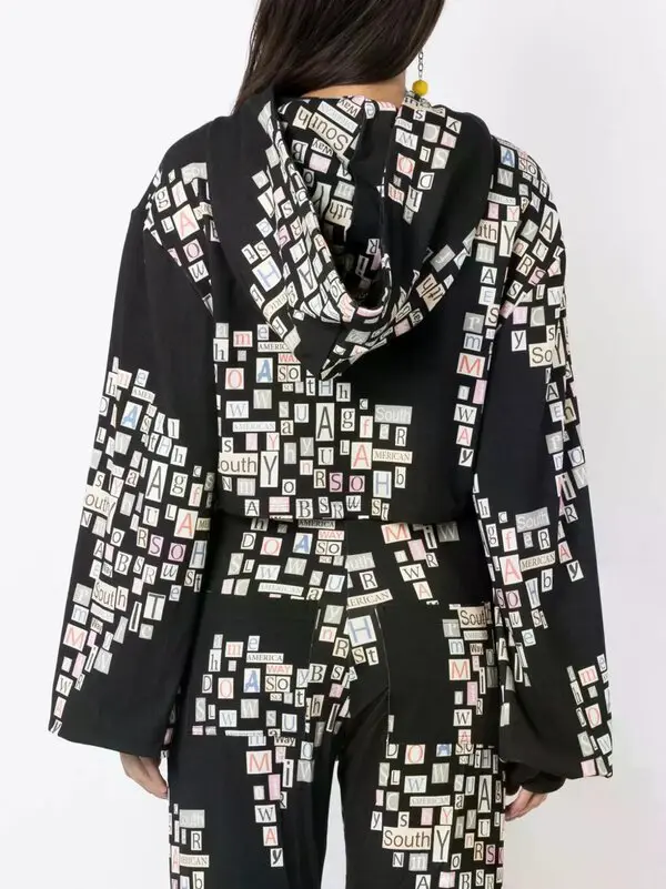 AMIR SLAMA Text-print Cropped Hoodie