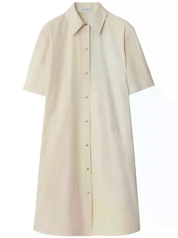 Burberry Belted Cotton Blend Shirt Dress