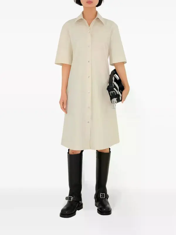 Burberry Belted Cotton Blend Shirt Dress