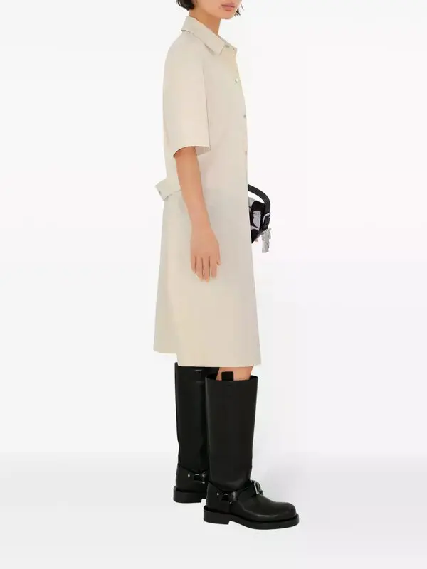 Burberry Belted Cotton Blend Shirt Dress