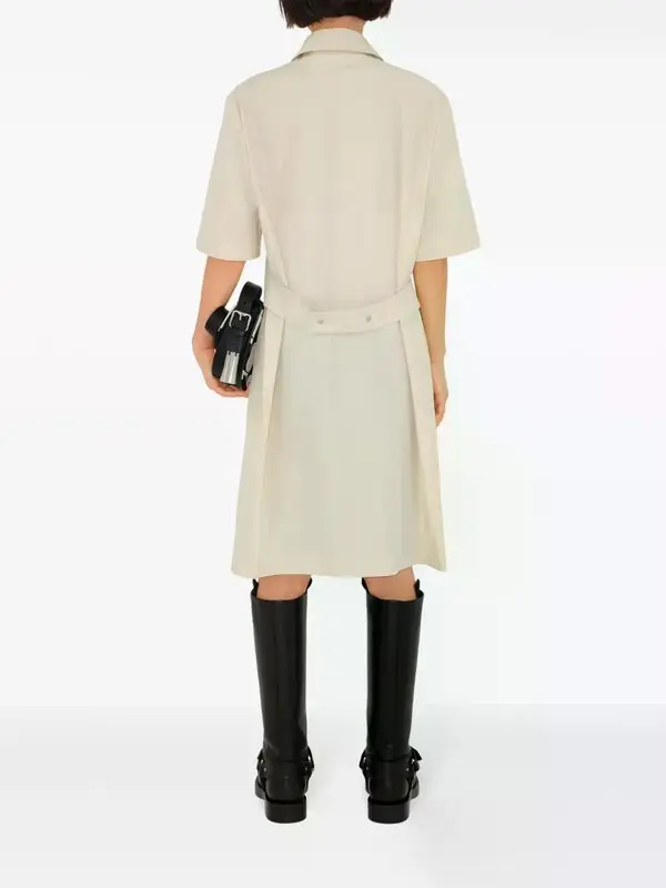 Burberry Belted Cotton Blend Shirt Dress