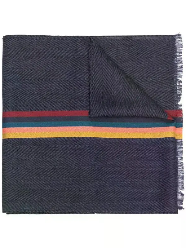 Paul Smith Striped Virgin Wool-blend Scarf - Blue