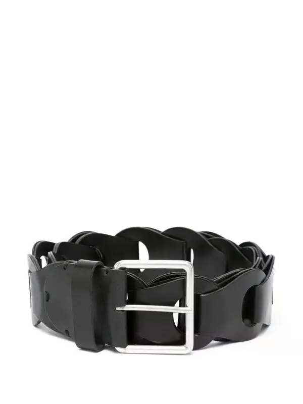 P.a.r.o.s.h Leather Belt With Chain-link Detailing - Black