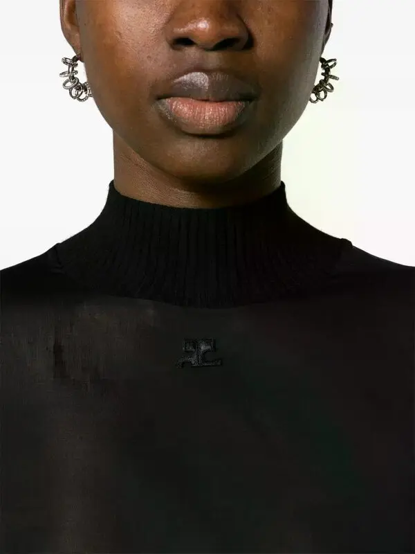 COURREGES Re-edition Second Skin Logo T-shirt - Black