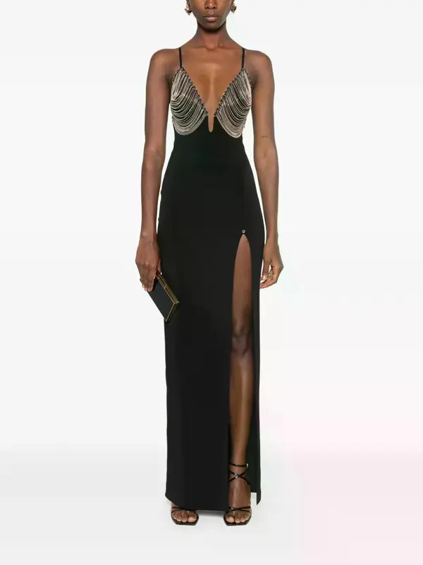 NISSA Fringe-detail Maxi Dress