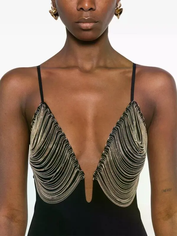 NISSA Fringe-detail Maxi Dress