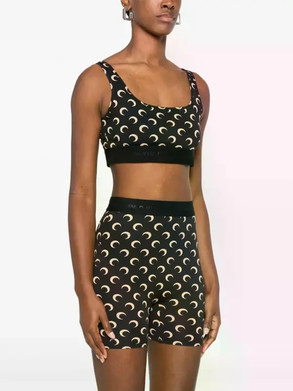 MARINE SERRE Moon Print Sport Bra - Black