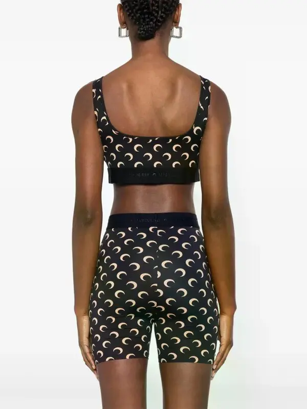 MARINE SERRE Moon Print Sport Bra - Black