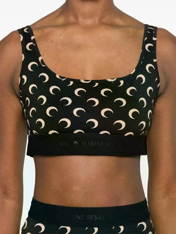 MARINE SERRE Moon Print Sport Bra - Black